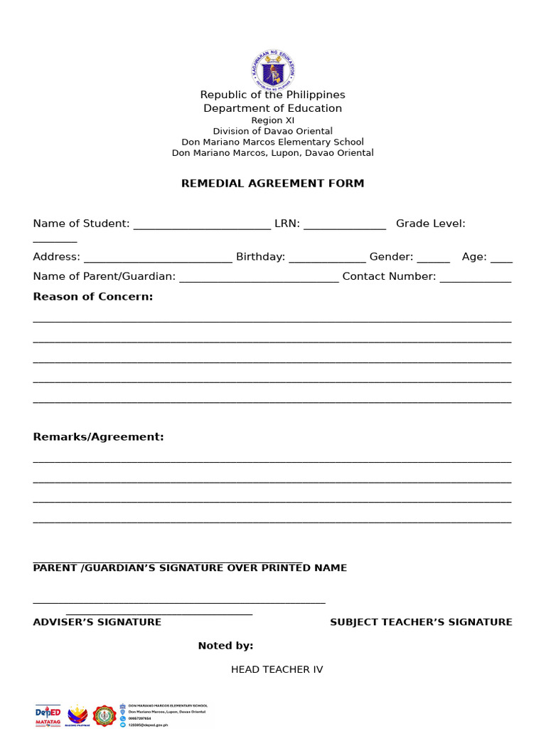Remediation Form 1 | PDF