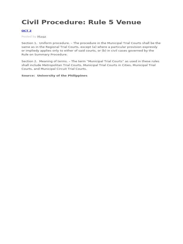 Civil Procedure RULE 5 | PDF