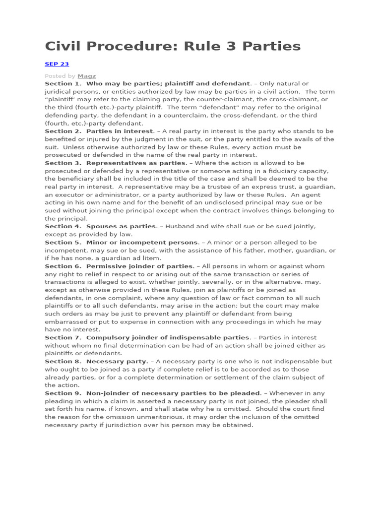 Civil Procedure RULE 3 UP | PDF | Lawsuit | Common Law