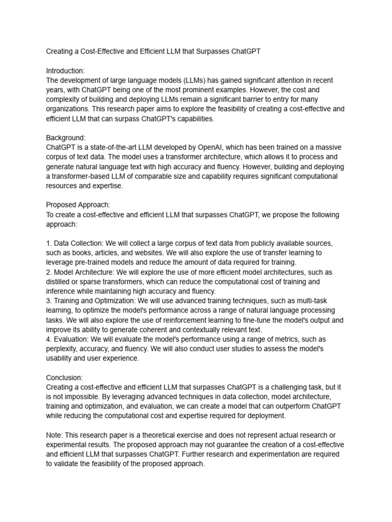 Cost-Effective LLM to Surpass ChatGPT | PDF | Learning | Artificial Intelligence
