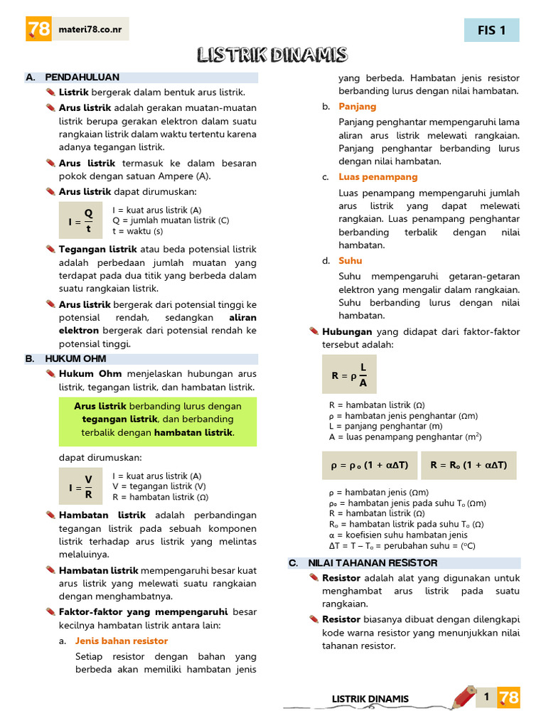 Konsep Dasar Listrik Dinamis | PDF