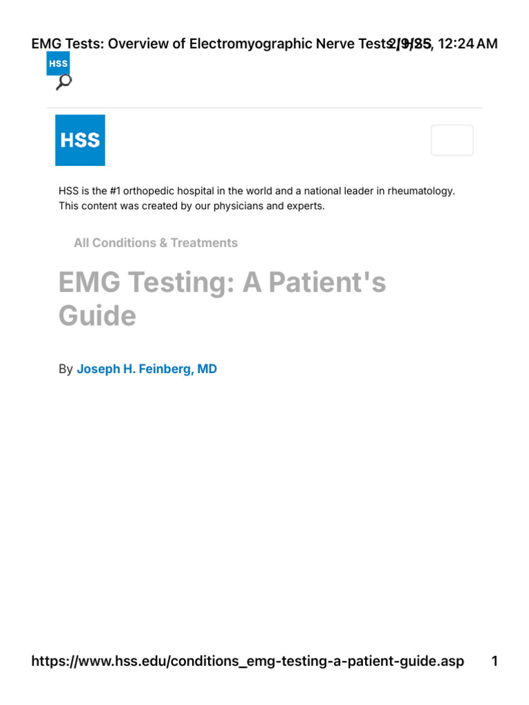 Conditions - Emg Testing A Patient Guide - Asp | PDF | Electromyography ...