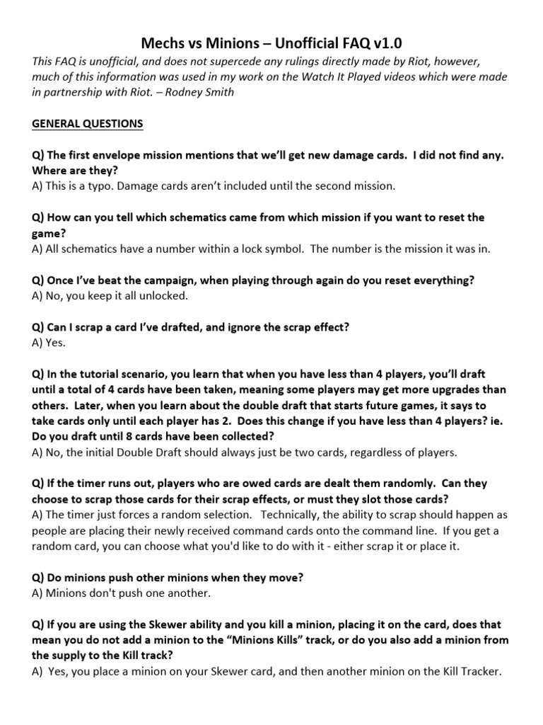 Mechs vs Minions Unofficial FAQ Guide | PDF