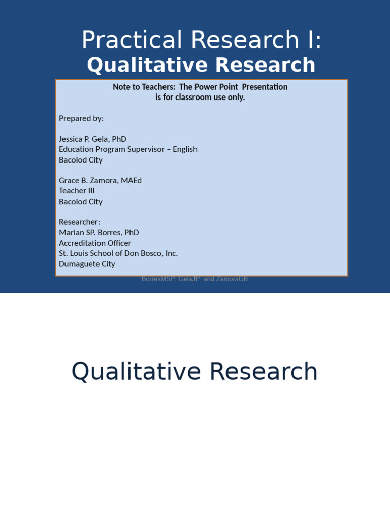 Key Characteristics of Qualitative Research | PDF | Qualitative Research | Procedural Knowledge
