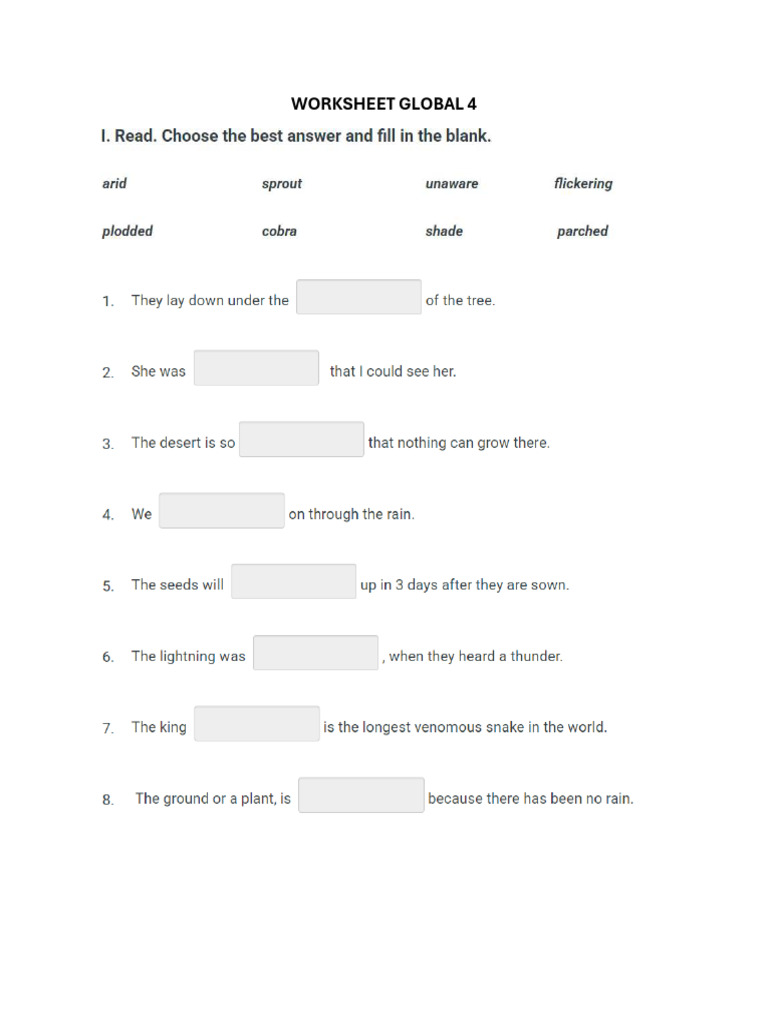 WORKSHEET GLOBAL 4 13.2 | PDF | Desert