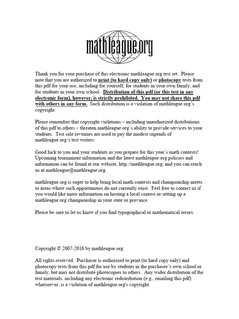 Elementary School Test 11725 April 2017 | PDF | Area | Sphere