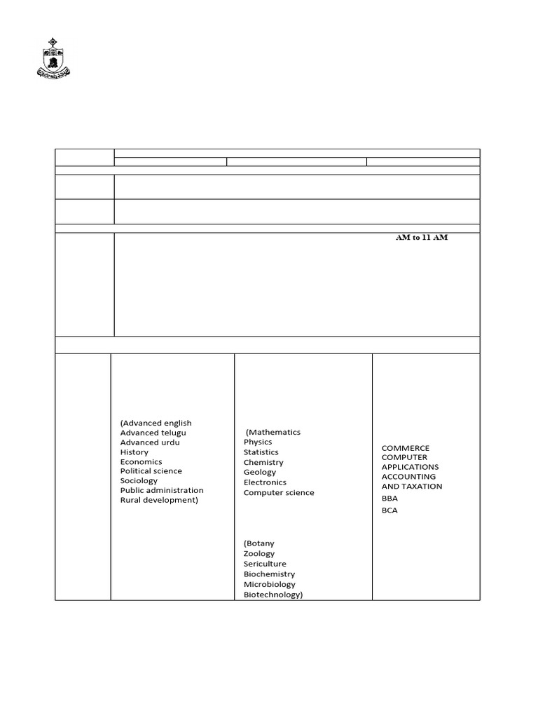 Ug Time Table I Semester New Dec 2023 | PDF | Science