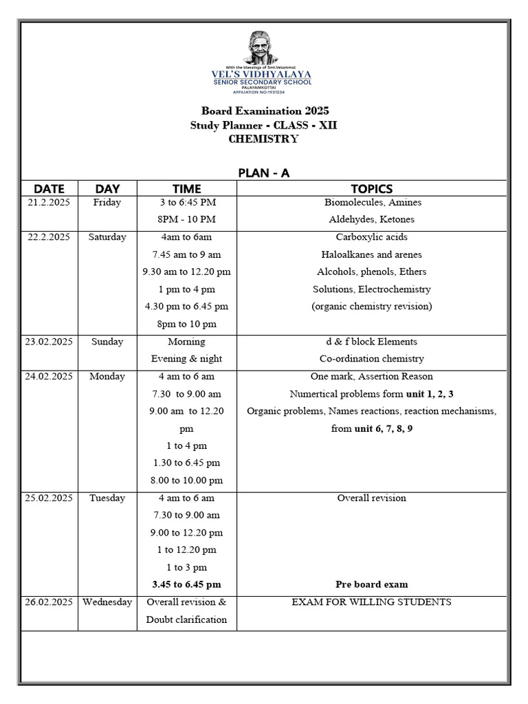 Study Planner Cbse Board | PDF | Carbon Compounds | Chemical Reactions