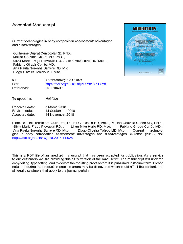 Body Composition Assessment Technologies | PDF | Ct Scan | Medical ...