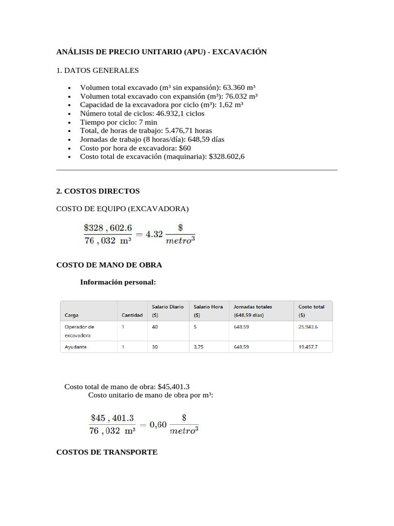 Análisis de Precio Unitario | PDF
