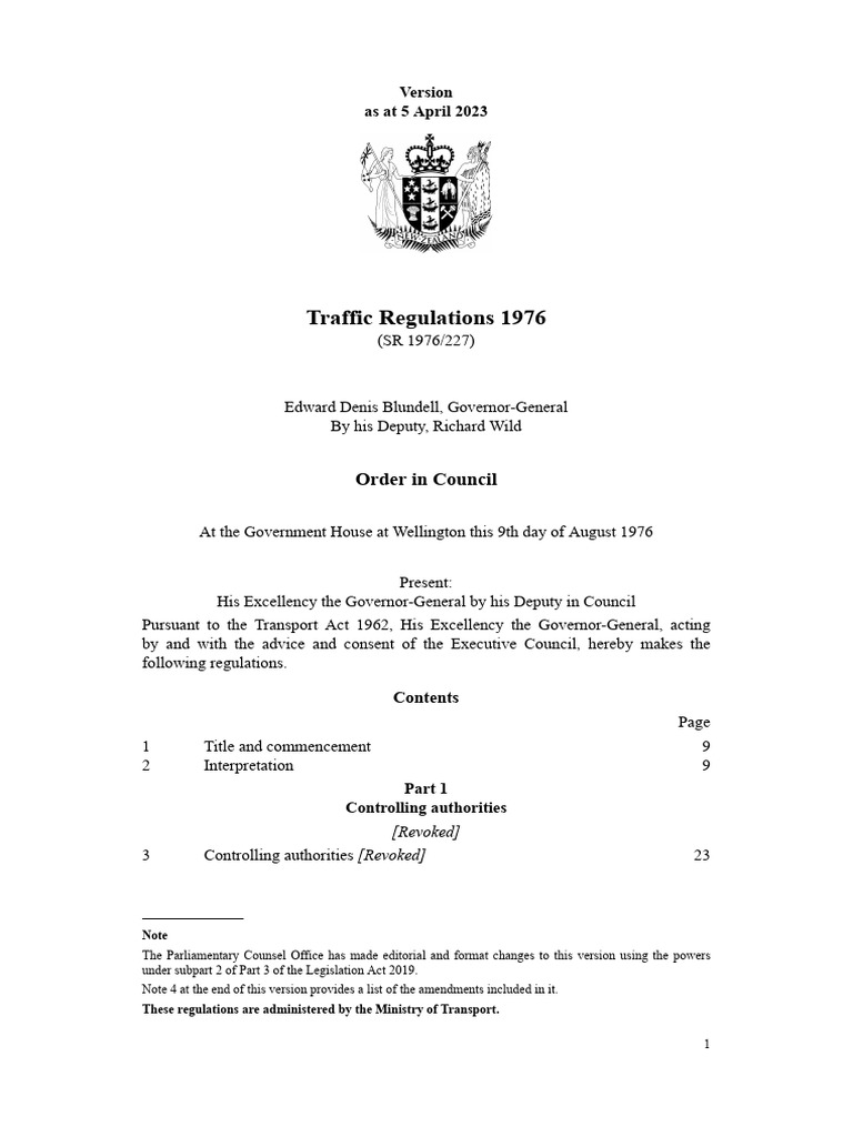 Traffic Regulations 1976 | PDF | Traffic | Traffic Light