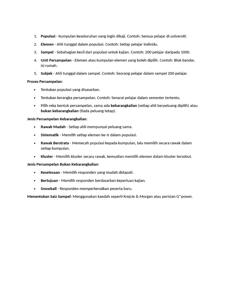 Ringkasan Nota Rekabentuk Persampelan | PDF