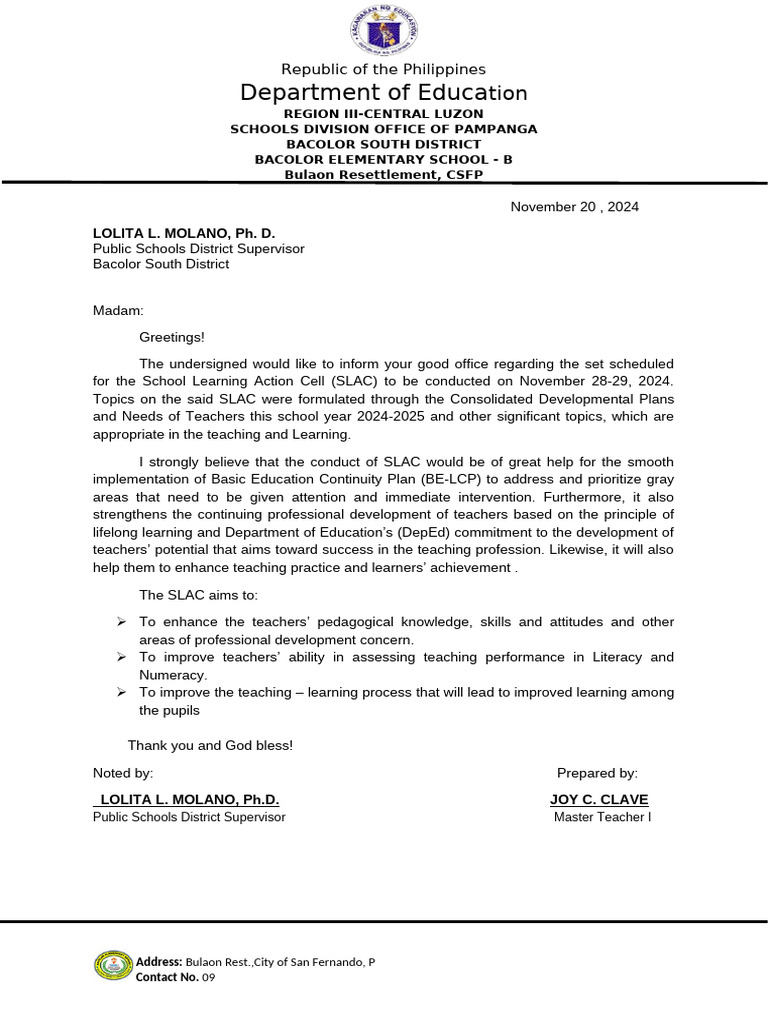 SLAC-2022-2023 | PDF | Learning | Teachers