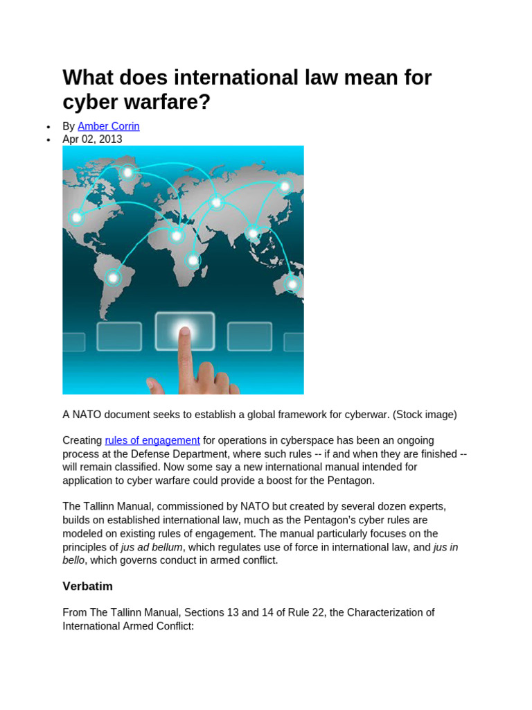 International Law and Cyber Warfare | PDF | Cyberwarfare | Security