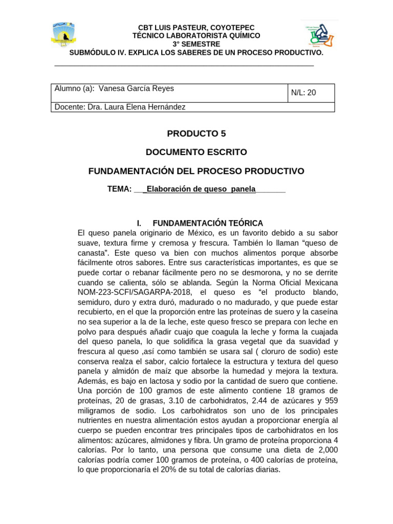Producto 5_ documento escrito (2) | PDF | Queso | Leche