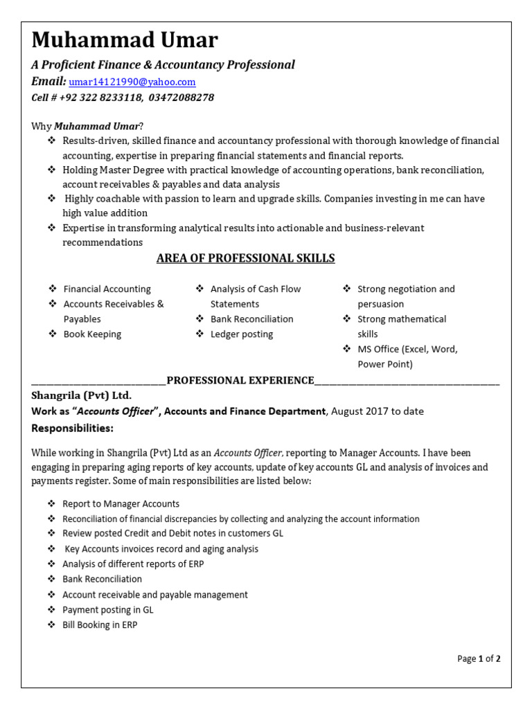 Resume Muhammad Umar | PDF | Business | Accounting