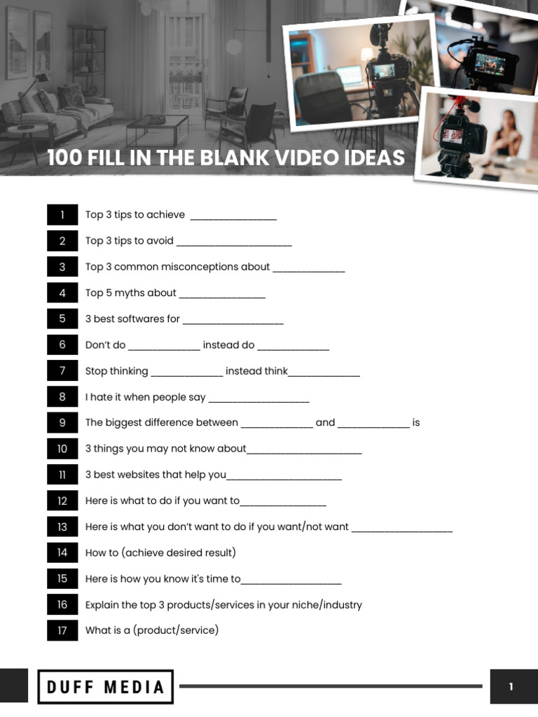 100 Creative Fill-in-the-Blank Ideas | PDF