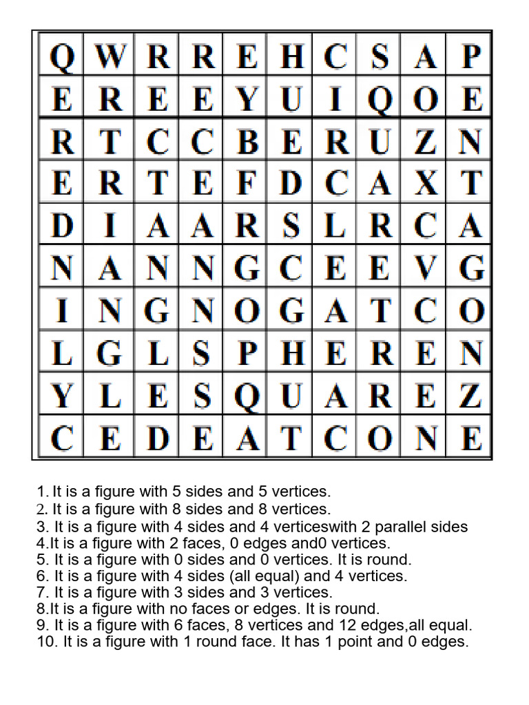 Word Search On Solid Figures | PDF
