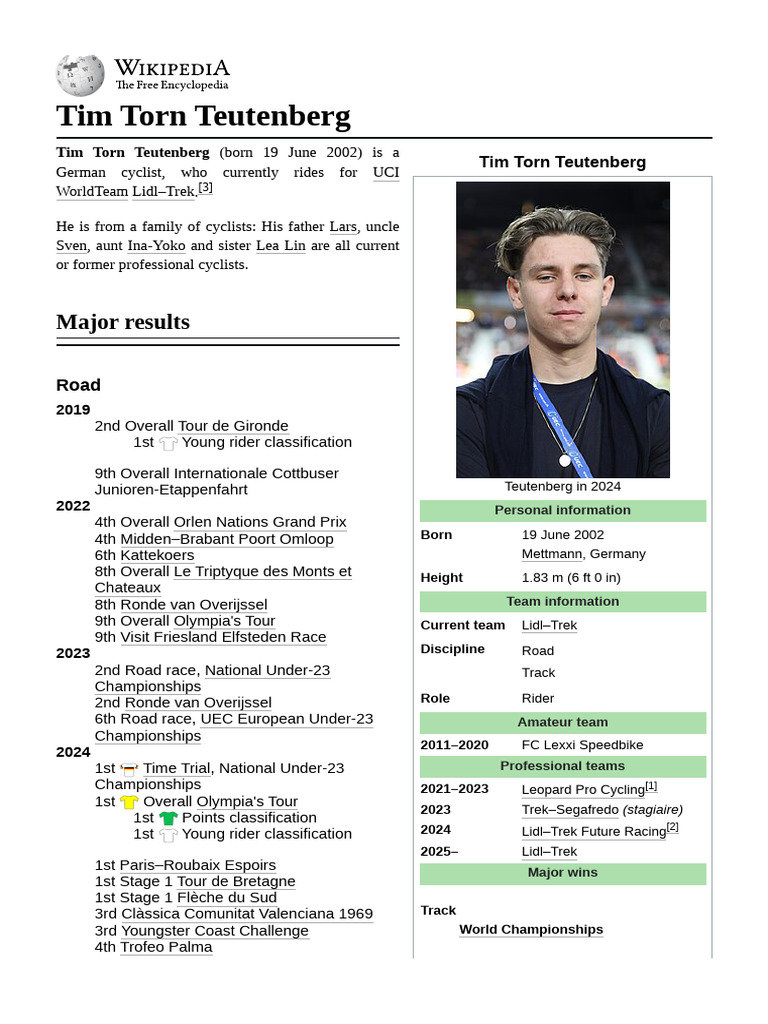 Tim_Torn_Teutenberg | PDF | Road Bicycle Racing | Men's Cycle Races