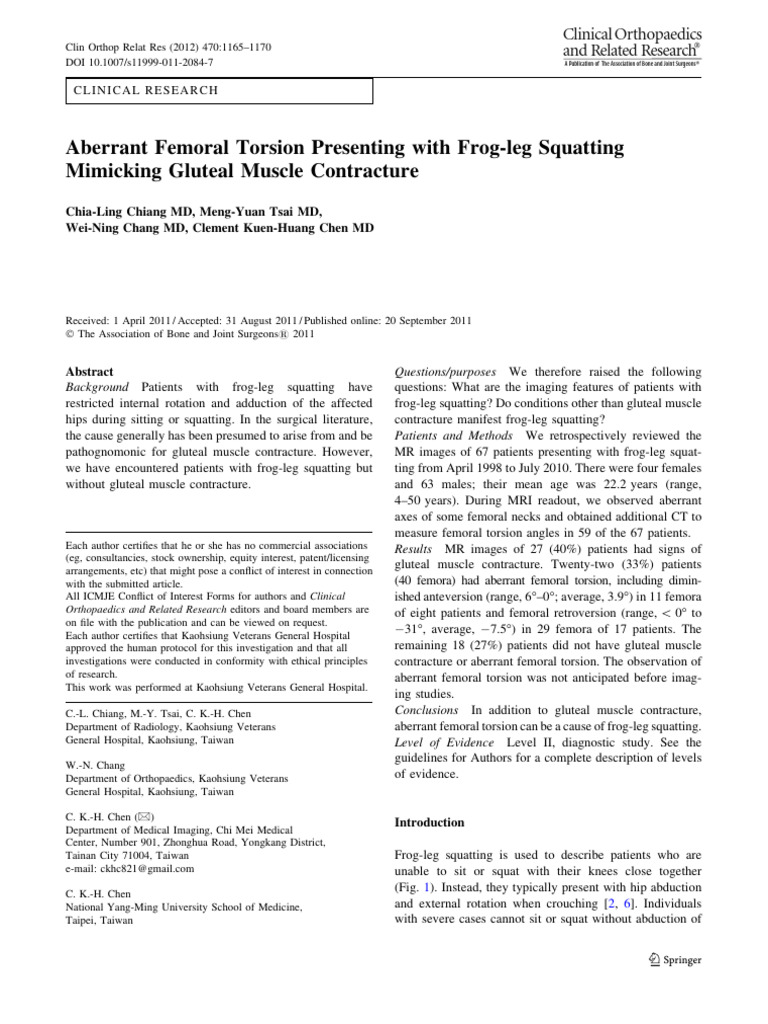 Femoral Torsion Presenting With Frog-Leg Squatting Mimicking Gluteal ...