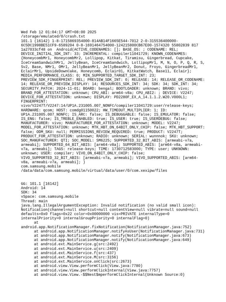 Crash | PDF | Java (Programming Language) | Android (Operating System) Crash | PDF | Java (Programming Language) | Android (Operating System)