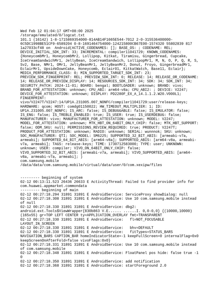 Android Debug Log Analysis | PDF | Java (Programming Language ...