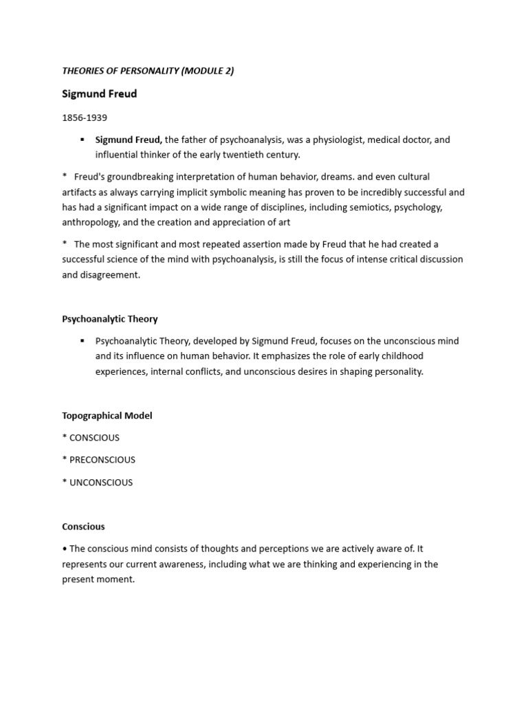 Top Module 2 (Sigmund Freud) | PDF | Unconscious Mind | Psychoanalysis