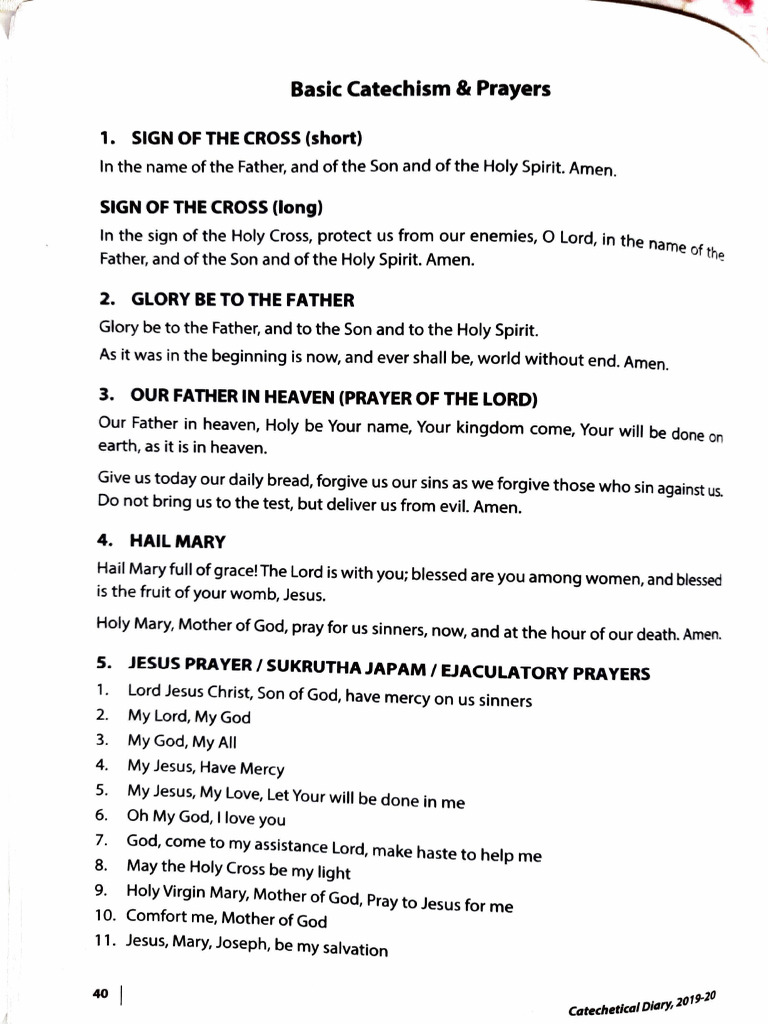 Basic Catechism& Prayers - Syro Malabar Diocese of Mandya | PDF | God ...