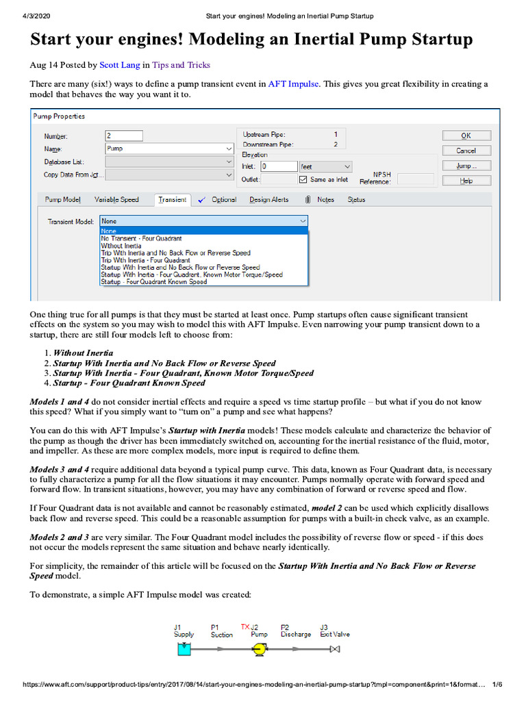 Start your engines - Modeling an Inertial Pump Startup | PDF