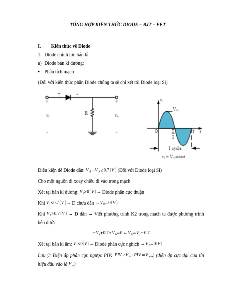 T NG H P Công TH C Diode - BJT - Fet | PDF