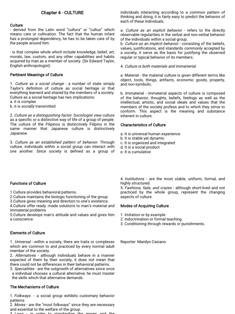 Chapter 4 Culture | PDF | Society | Behavioural Sciences