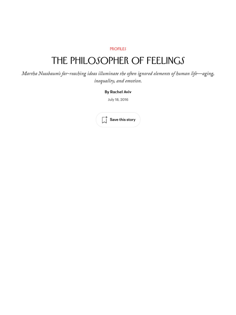 Martha Nussbaum's Moral Philosophies - The New Yorker | PDF | Anger