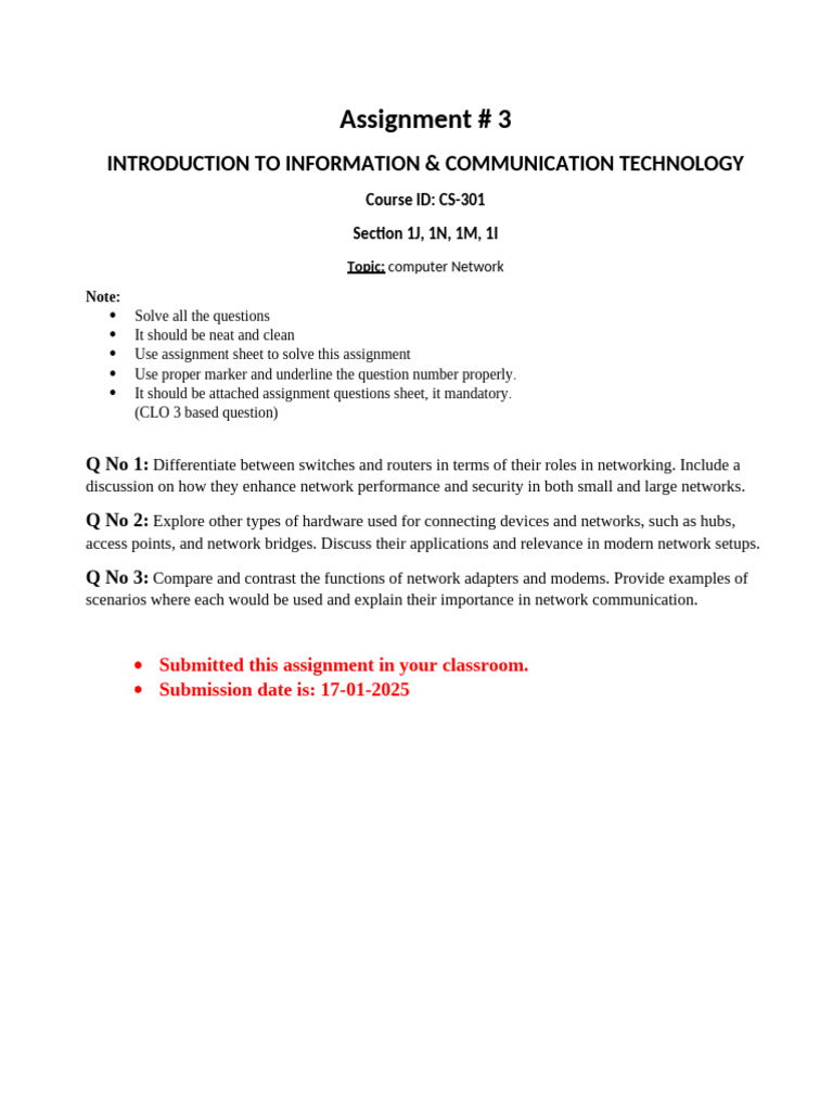 Computer Networking Assignment Guide | PDF
