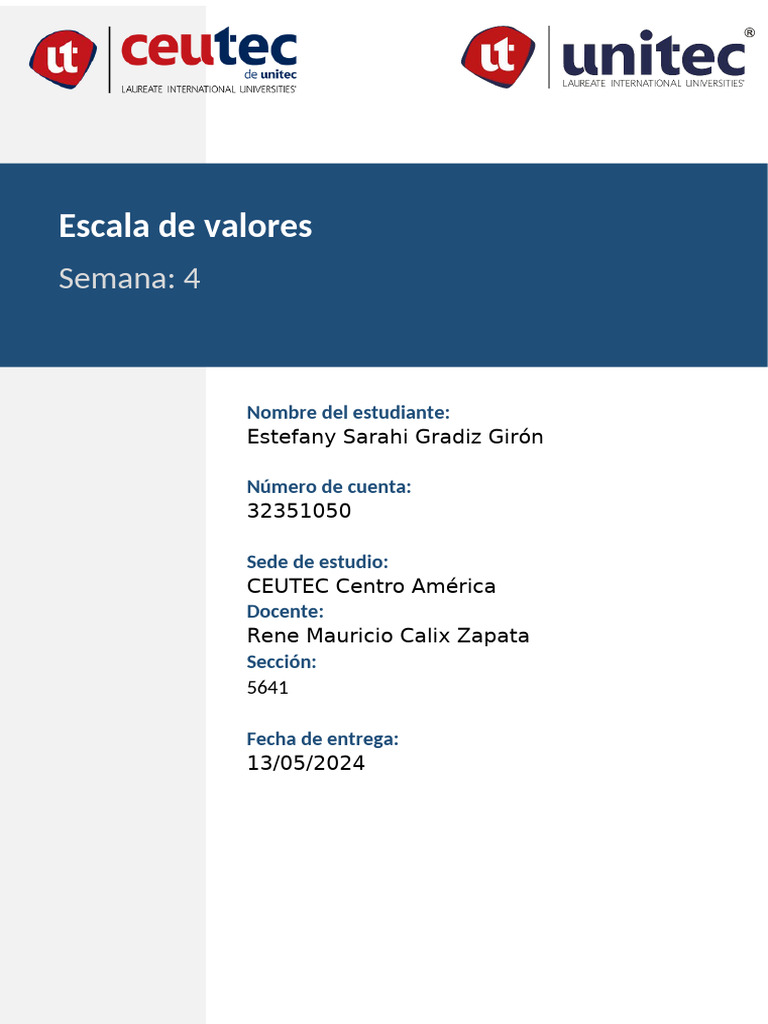 Ejemplos de Escala de Valores | PDF | Tolerancia | Inclusión (Educación)