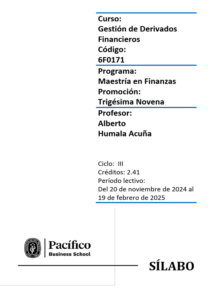 Silabo Gestión de Derivados Financieros - Prof. A. Humala - MFIN39 ...