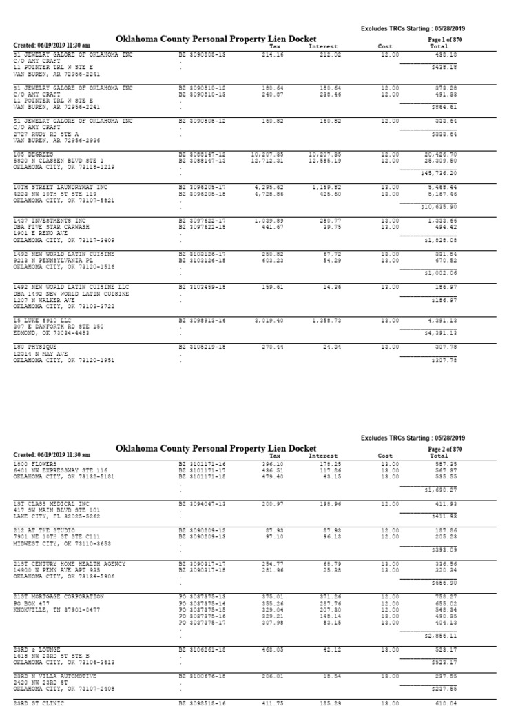 2019 LienDocket Final | PDF