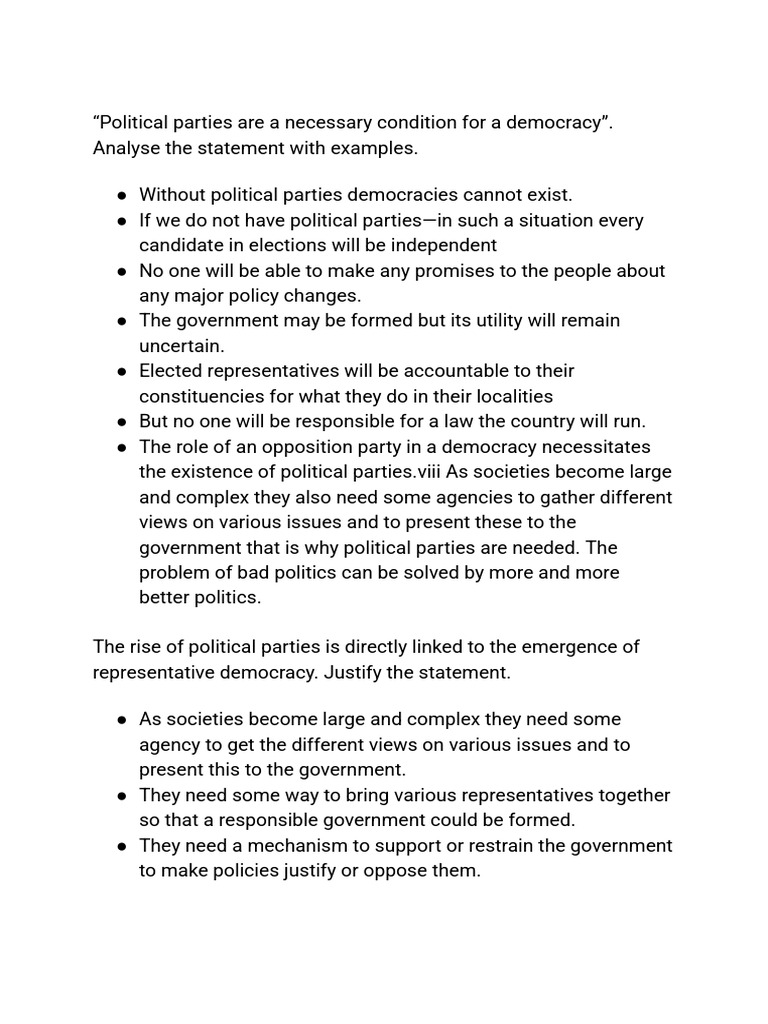 Political Parties All Important Questions + Pyqs | PDF | Political ...