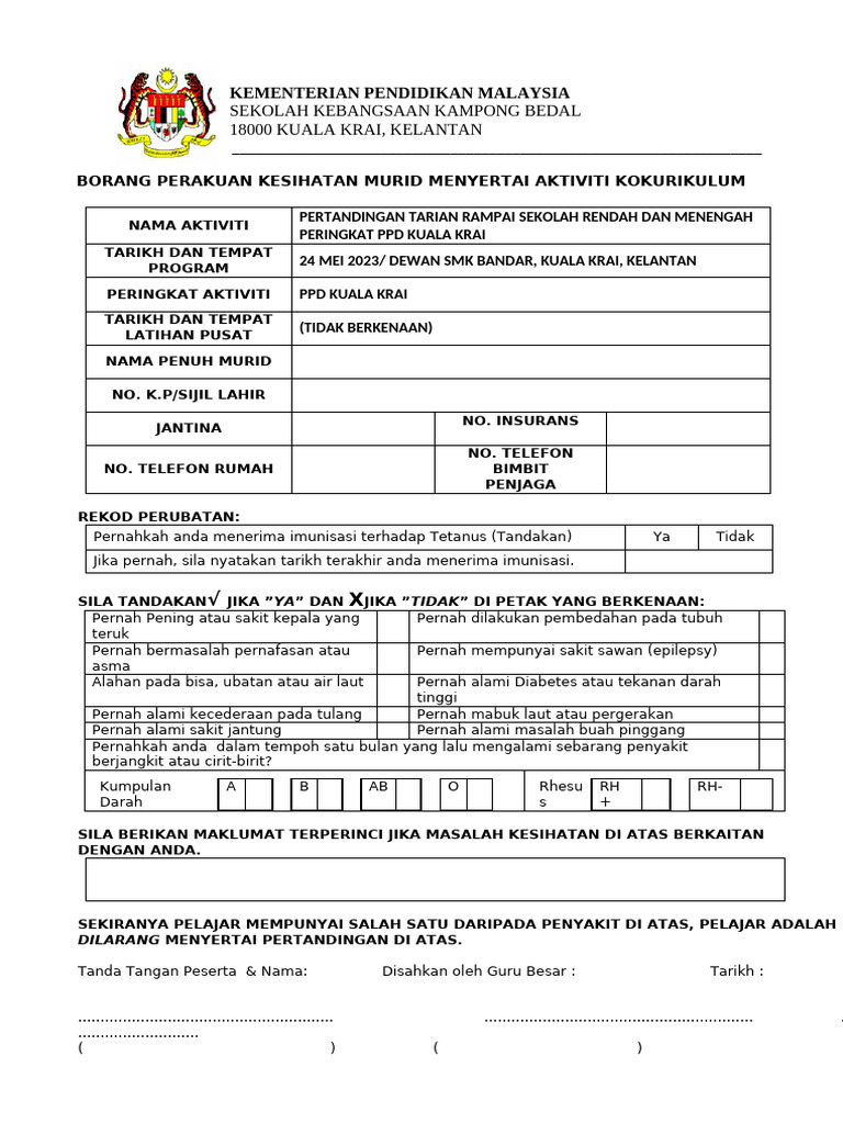 borang-perakuan-kesihatan-2023[1] | PDF