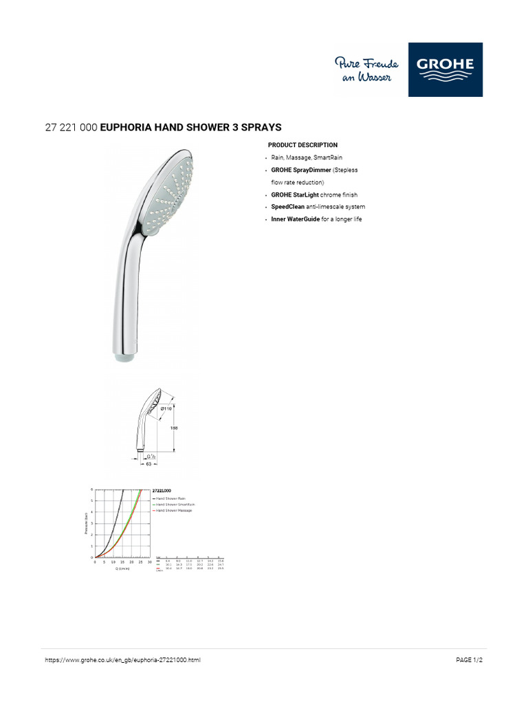 GROHE Specification Sheet 27221000 | PDF