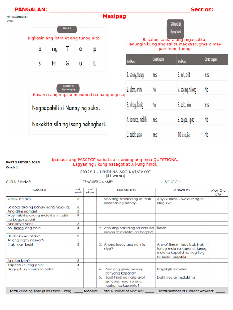 CRLA - ASSESSMENT TOOL For POST TEST | PDF