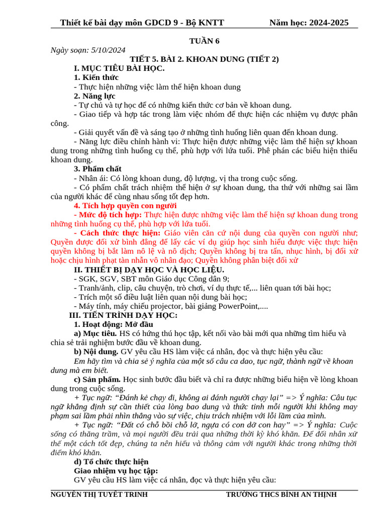 GDCD 9 TUẦN 6 | PDF