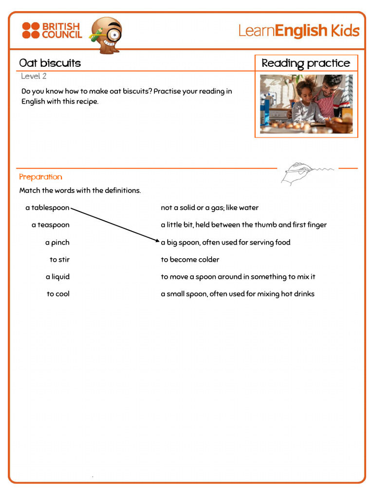 Reading Practice Oat Biscuits Worksheet | PDF | Teaspoon | Spoon