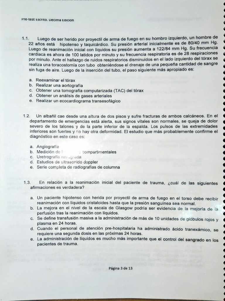 Pre Test ATLS | PDF