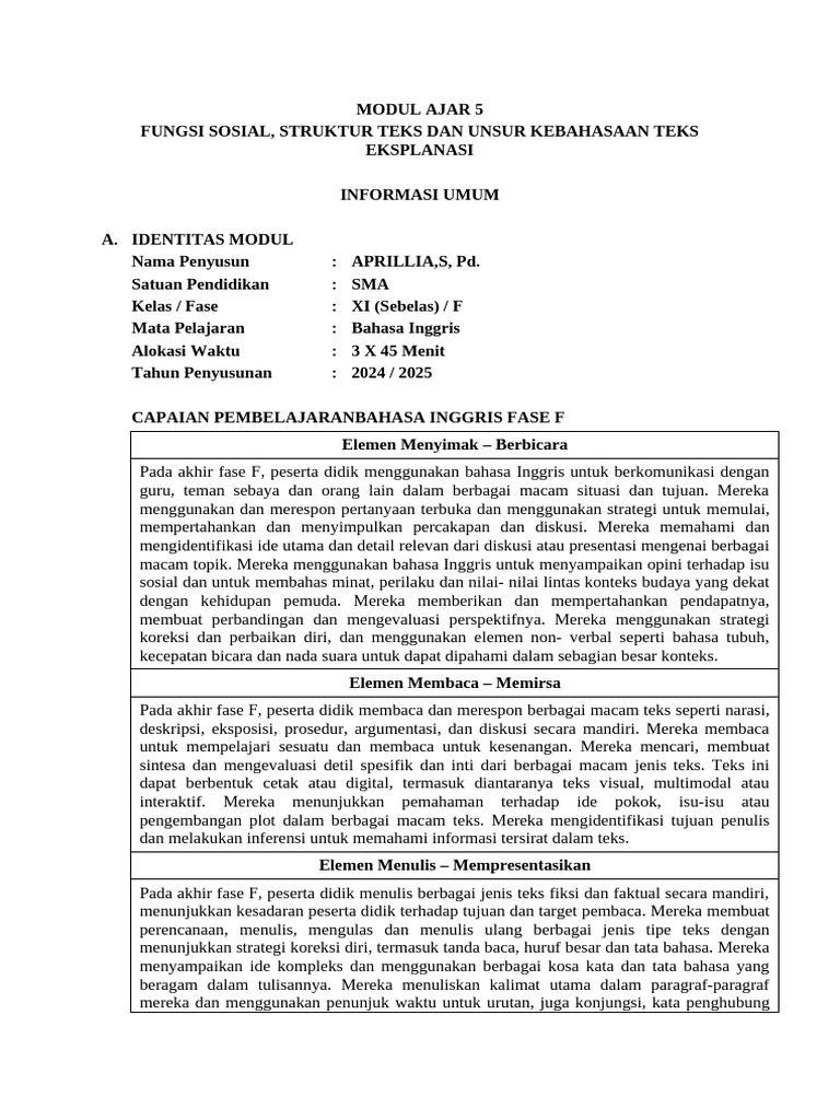 MODUL AJAR 5 aprilli upload pmm | PDF