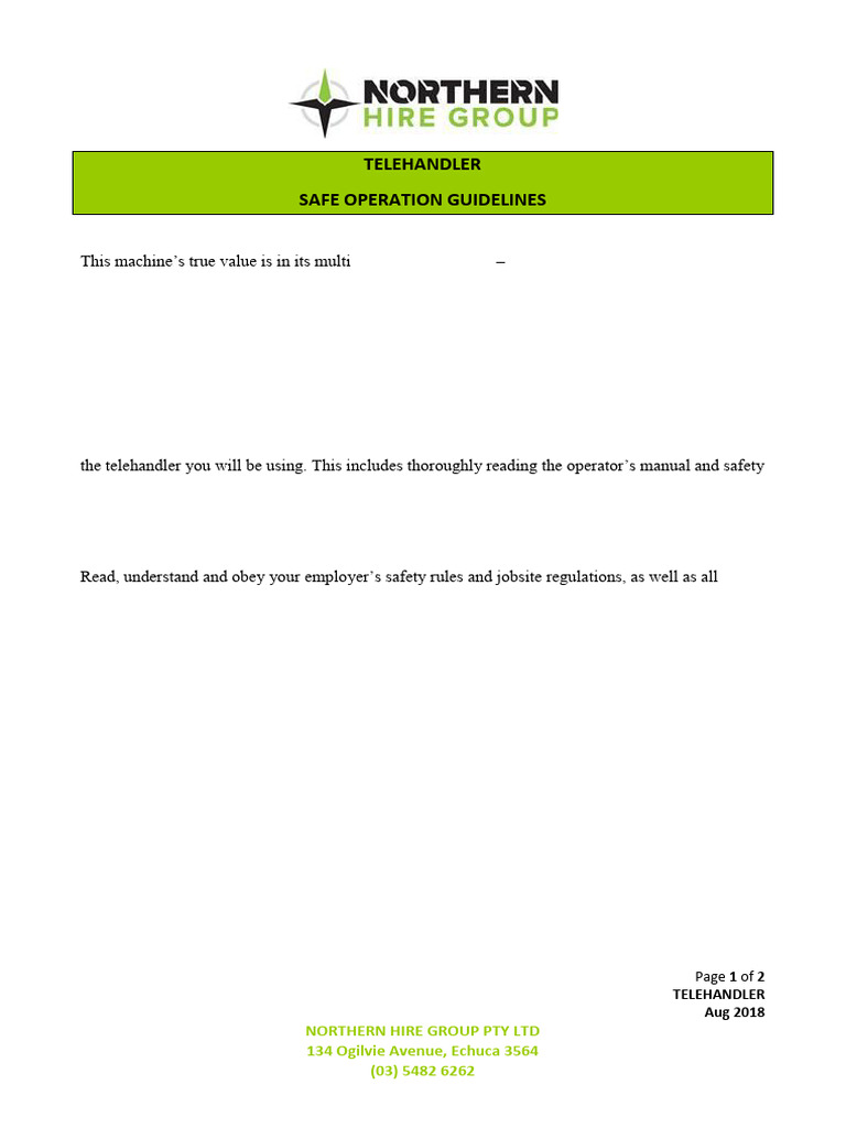 JCB Telehandler Safe Use Guidelines | PDF | Safety