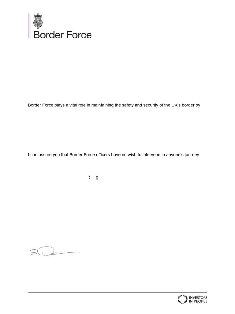 Border Force Letter About Wait Times | PDF