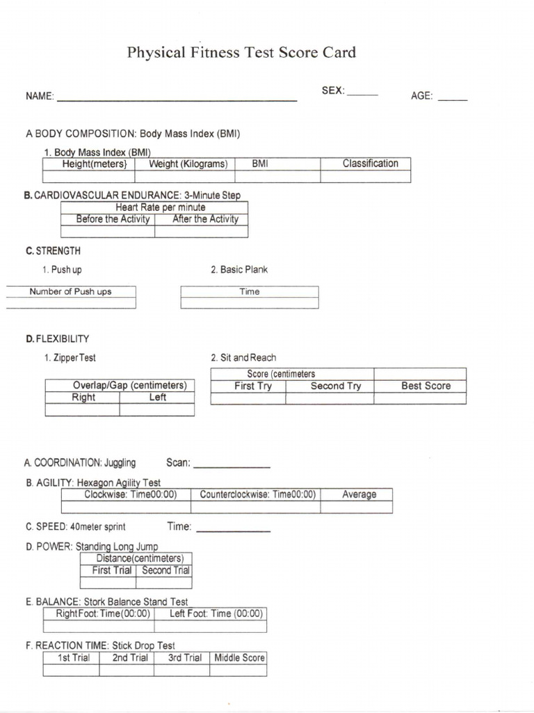 PFT Score Card | PDF