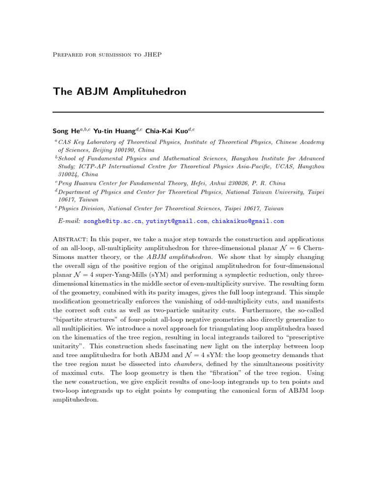 The ABJM Amplituhedron | PDF | Theoretical Physics | Differential Geometry