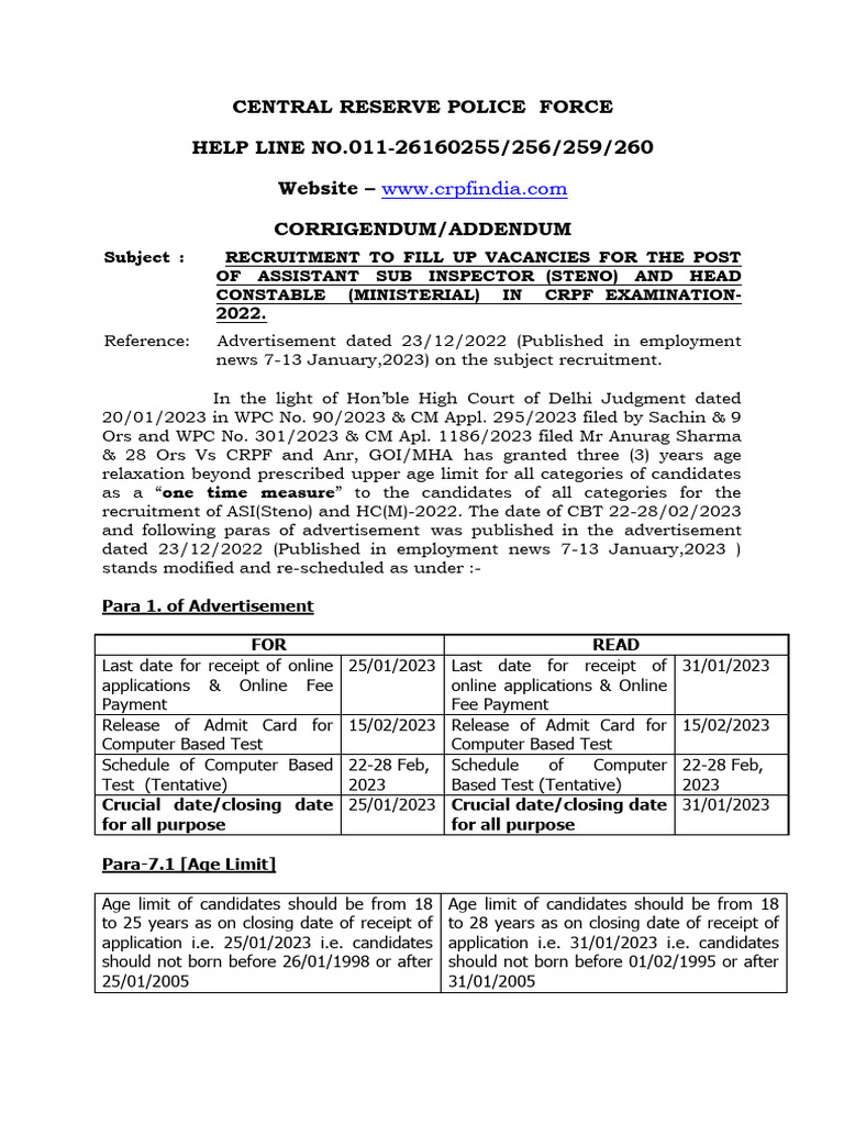 CRPF Asi Rec 2 | PDF | Law Enforcement | Crime & Violence