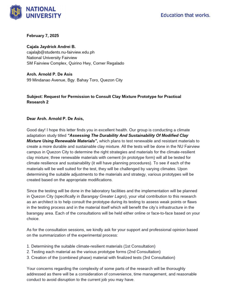 PR - Request Letter - Group 7 (Endterm) | PDF | Climate Resilience
